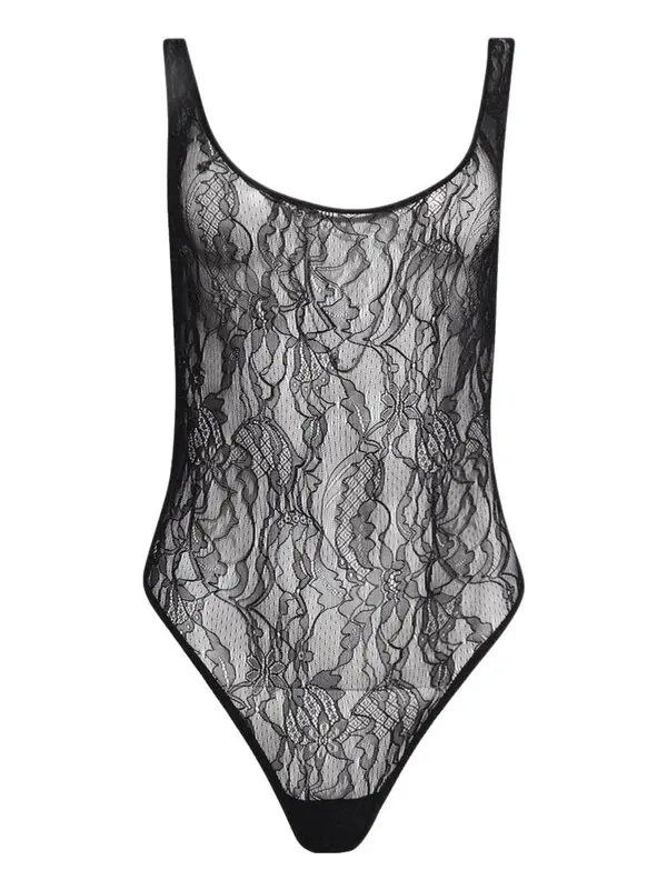 Wardrobe.NYC Lace Tank Bodysuit - Gray