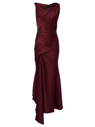 Victoria Beckham Draped Satin Midi Dress - Brown