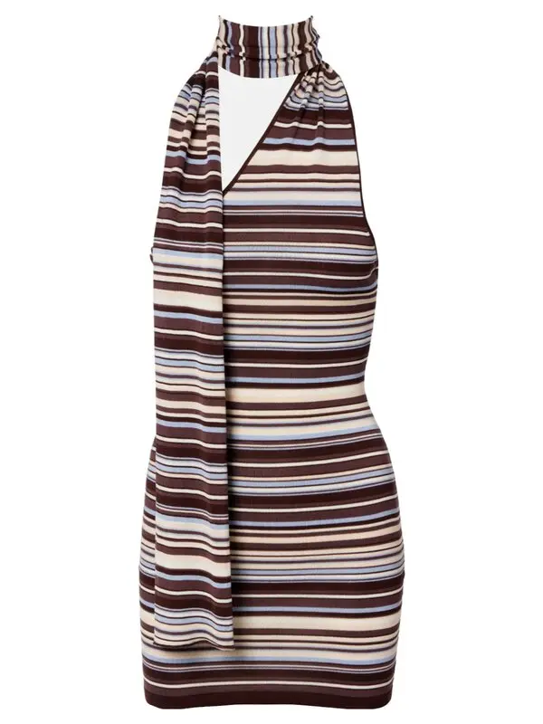 AYA MUSE Striped Knit Minidress With Scarf Detail - Multicolor