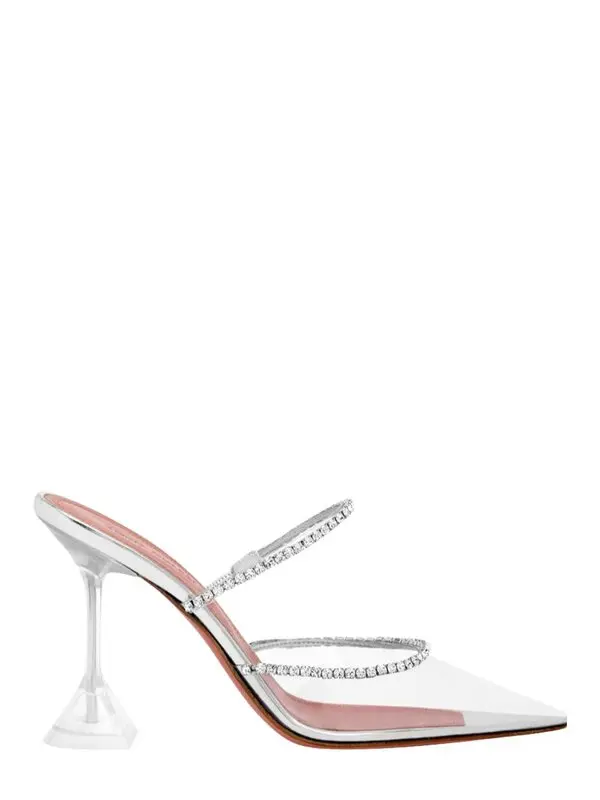 Amina Muaddi Logo High-heeled Sandals - Gray