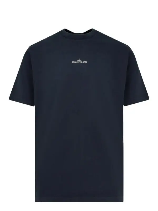 Stone Island Logo Printed Crewneck T-shirt - Blue