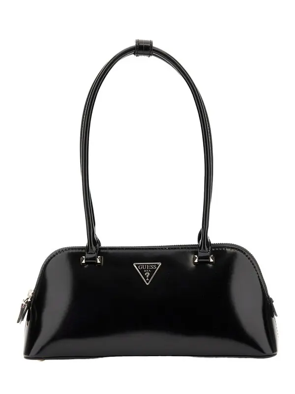 Guess Double Handle Handbag With Zipper Closure - Black