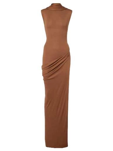 AYA MUSE Sleeveless Draped Maxi Dress - Brown