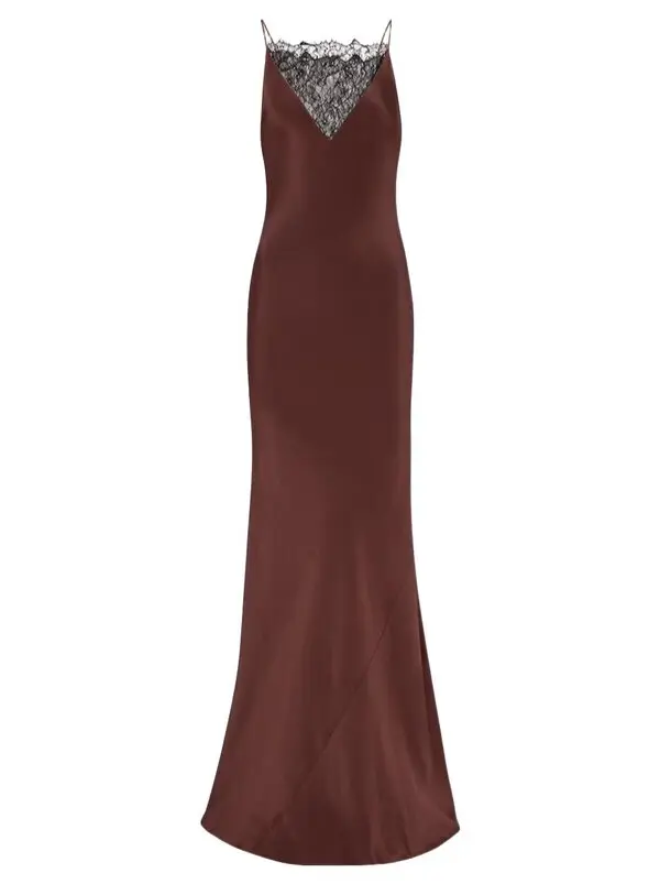 Roland Mouret Lace-trimmed Silk Satin Gown - Red