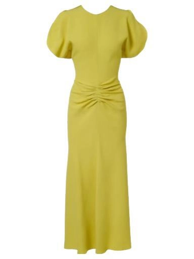 Victoria Beckham Bela Pleated Midi Dress - Yellow