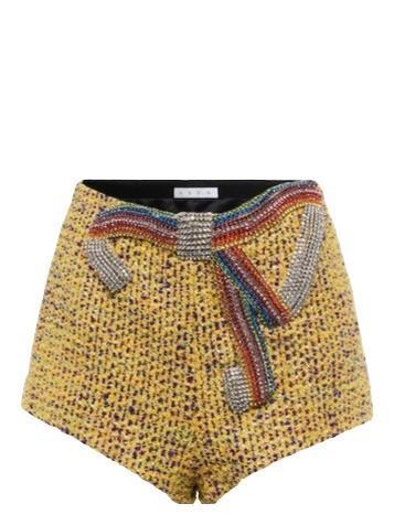 AREA Crystal-embellished Tweed Shorts - Brown
