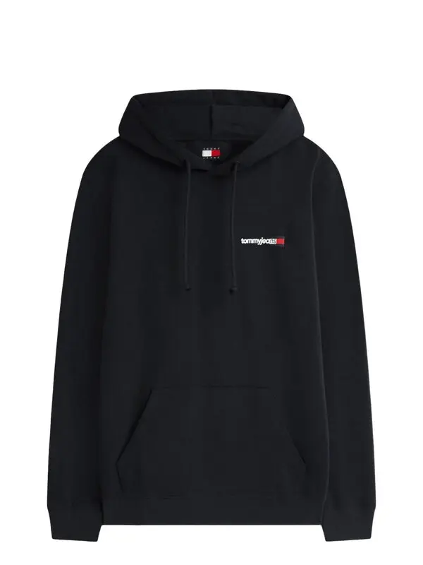 Tommy Hilfiger Long Sleeve Hoodie With Drawstring Hood And Kangaroo Pocket - Black