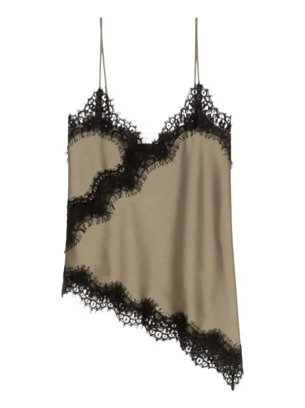 Marella Lace Trim V-neck Camisole - Khaki