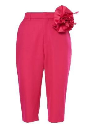 AREA Floral-appliqué Wool Capri Pants - Pink