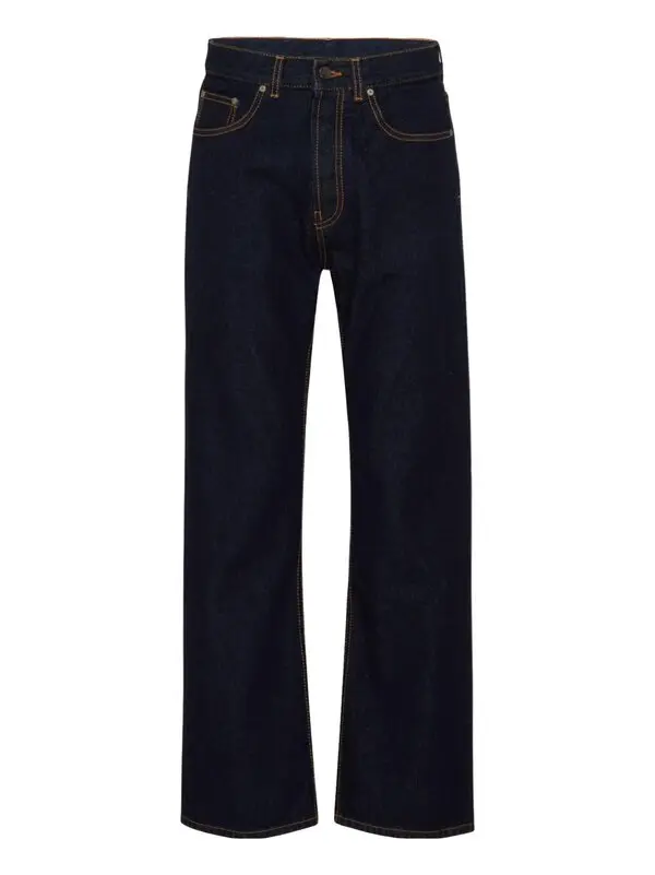 Palm Angels Wide-leg Jeans With Embroidered Logo - Black