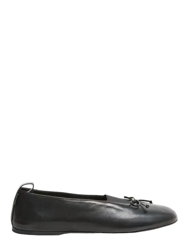 Miu Miu Leather Ballet Flats With Bow Detailing - Black