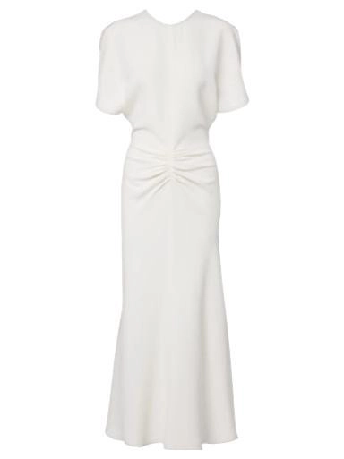 Victoria Beckham Bela Gathered Cady Midi Dress - White