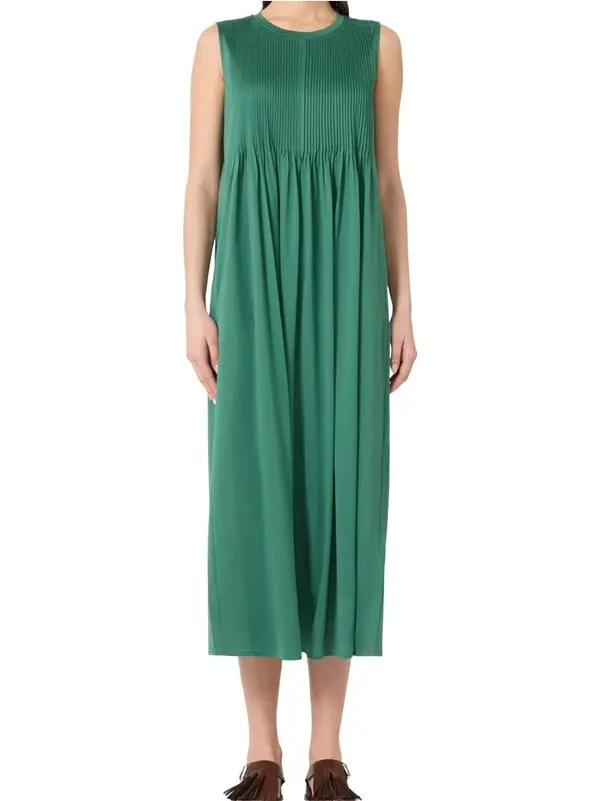 Max Mara Sleeveless Pleated Dress - Green
