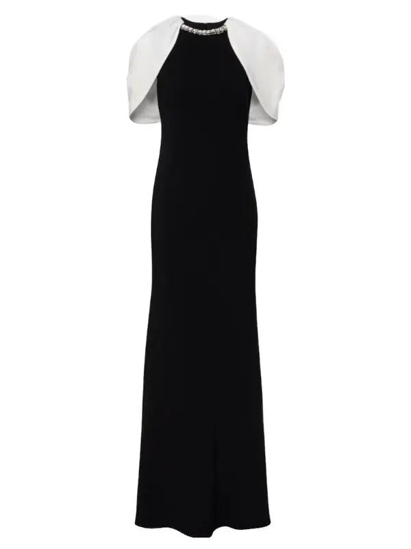 Roland Mouret Embellished Cape Effect Gown - Black
