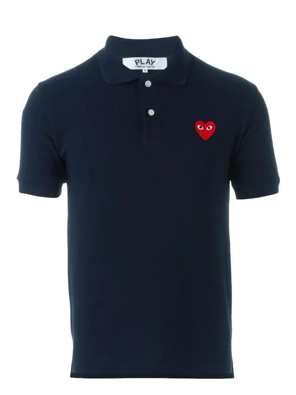 Play Comme Des Garcon Heart Patch Polo Shirt - Black
