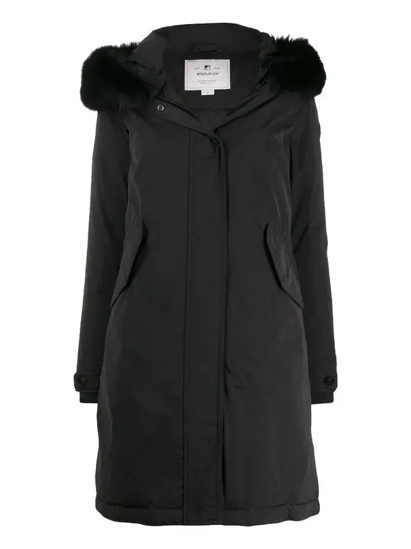 Woolrich Keystone Down Jacket With Fox Fur Trim - Black