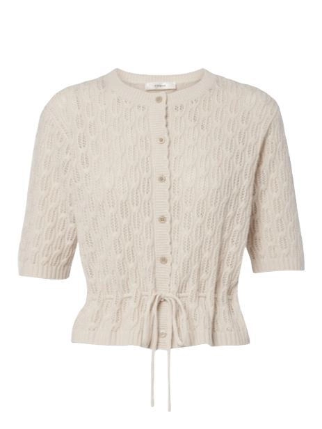 FRAME Short-sleeved Knitwear With Button Closure And Tie Detail - Nude