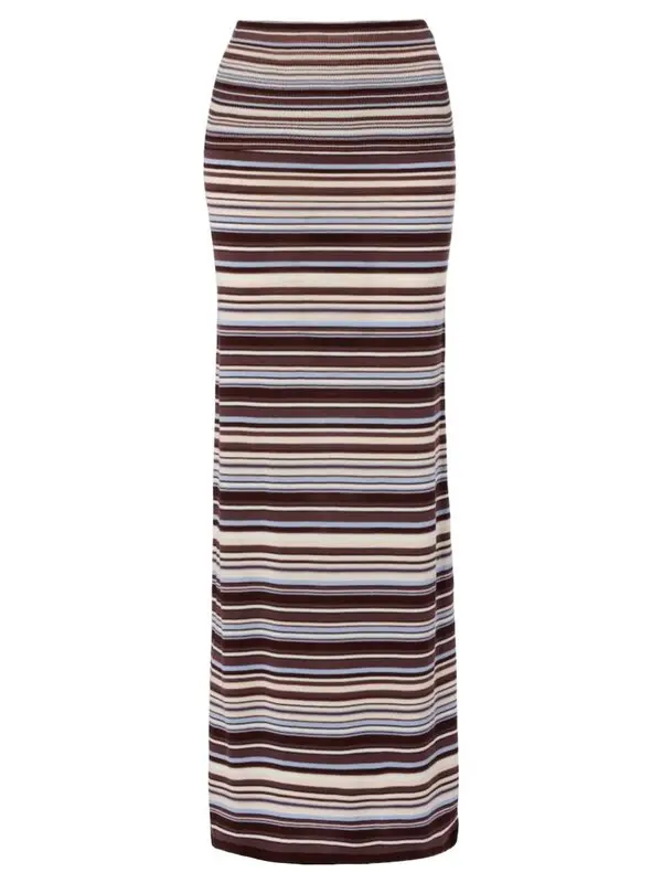 AYA MUSE Knit Striped Maxi Skirt - Red