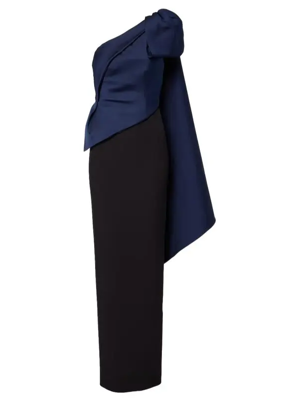 Roland Mouret Bow Detail Draped Taffeta Gown - Black
