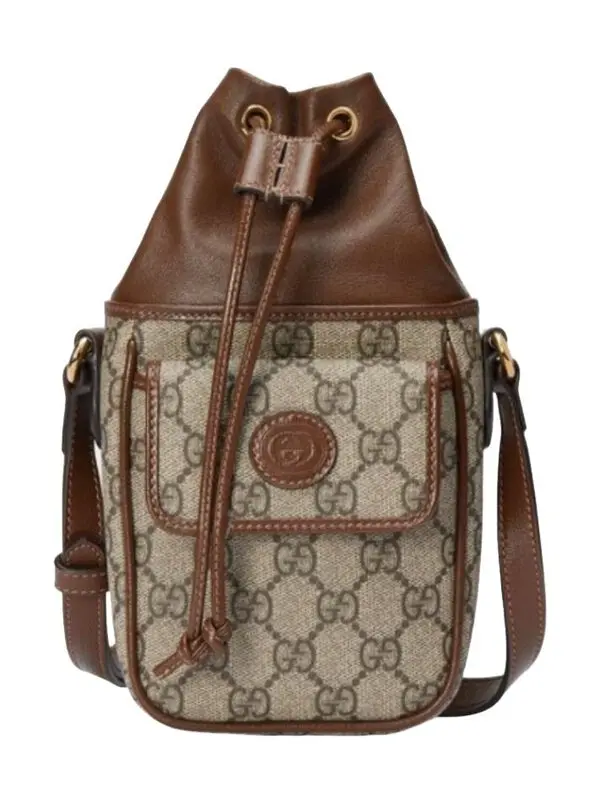 Gucci Small Gg Supreme Canvas Bucket Bag - Green