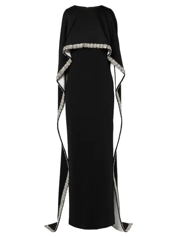 Roland Mouret Embellished Satin Crepe Gown - Black