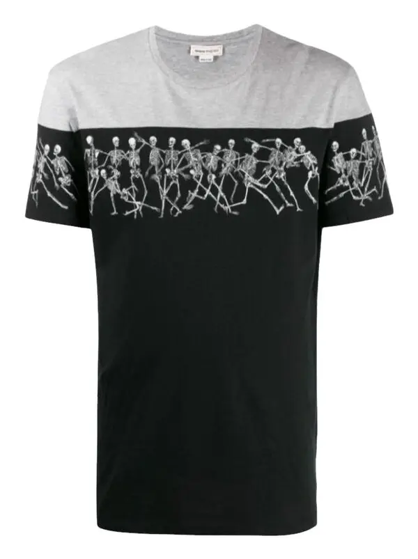 Alexander McQueen Jumping Skeletons Printed T-shirt - Black