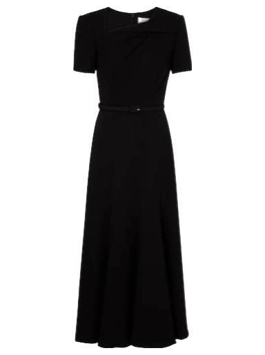 Roland Mouret Belted Crepe Midi Dress - Black