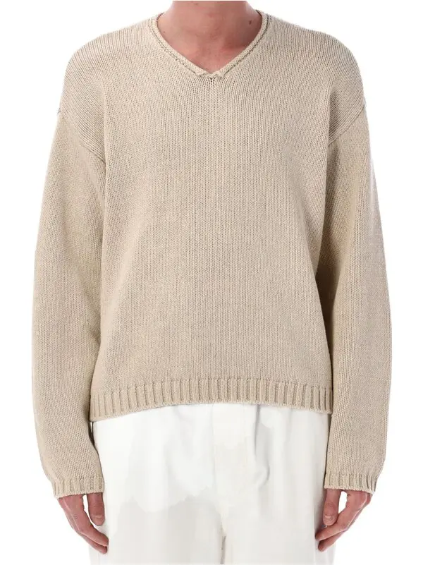 StÜssy Long-sleeved V-neck Pullover - Oatmeal