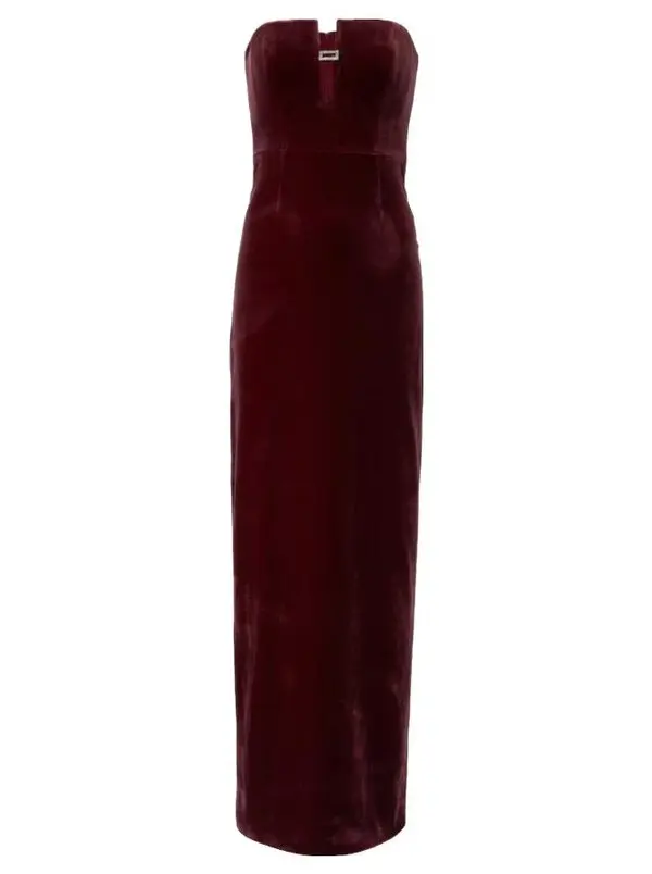 Roland Mouret Embellished Velvet Bustier Gown - Maroon