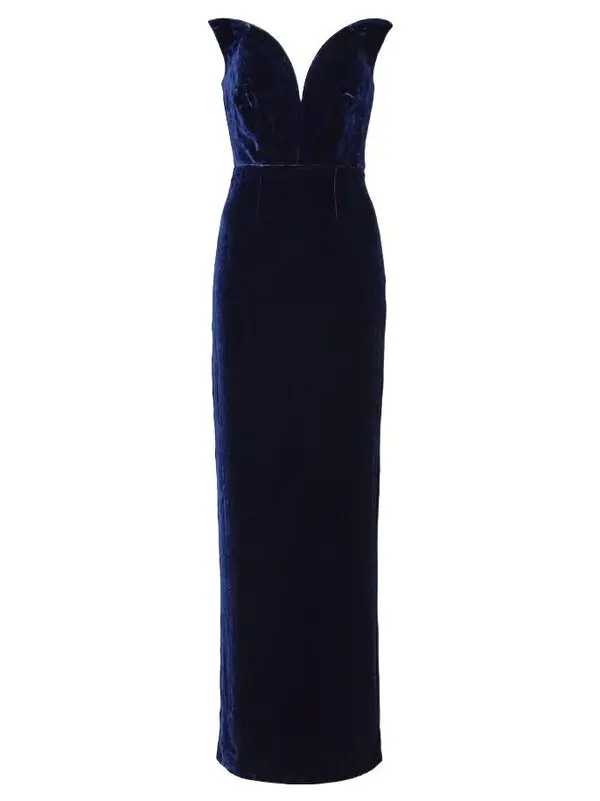 Roland Mouret Strapless Velvet Gown - Navy