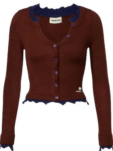 SHUSHU/TONG Long-sleeved Knitted Cardigan With V-neck - Brown