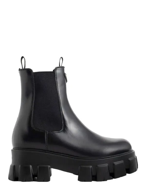 Prada Round Toe Chelsea Boots - Black