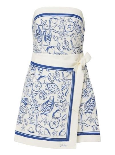 Simkhai Darbie Printed Linen-blend Minidress - White