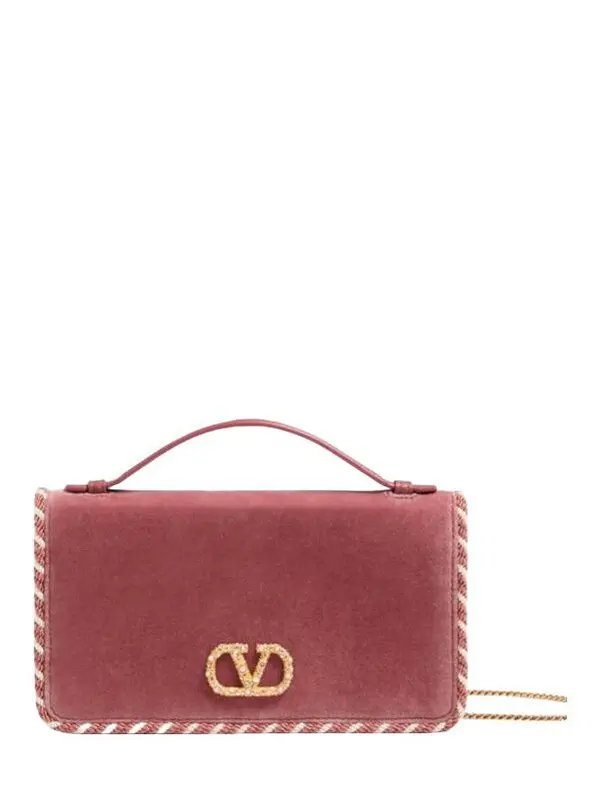 Valentino Garavani Vlogo Signature Braided Edge Tote Bag - Red