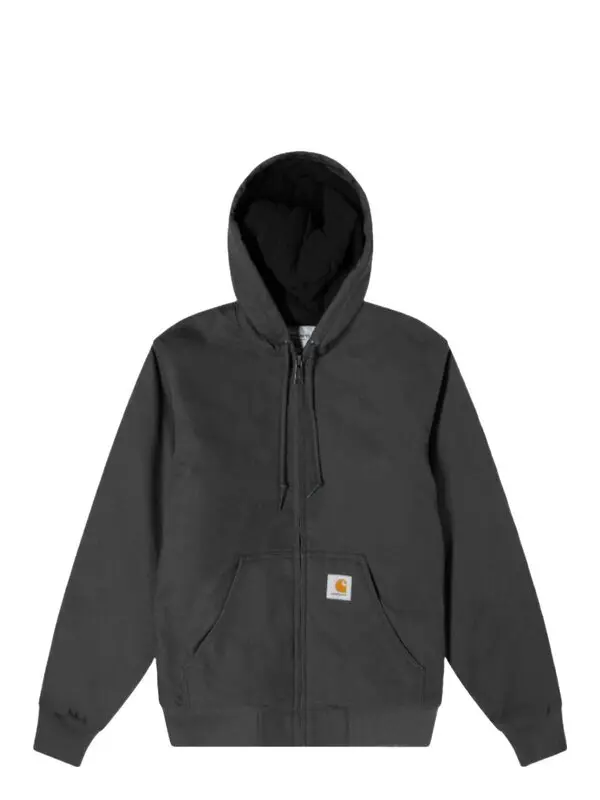 Carhartt Work In Progress Active Jacket With Drawstring Hood And Zip-up Front - Black