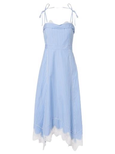 Simkhai Avaleigh Striped Cotton Midi Dress With Lace Trims - Blue