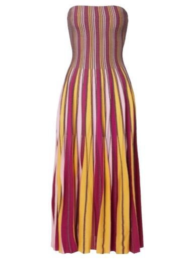 Simkhai Soleil Strapless Striped Midi Dress - Brown