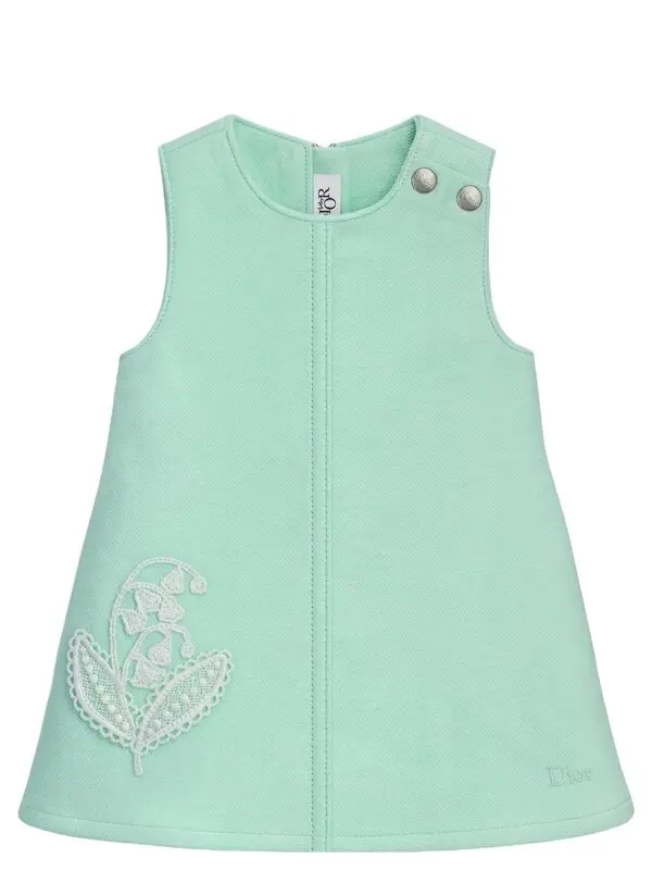 Dior Baby A-line Dress With Lily Of The Valley Embroidery - Mint