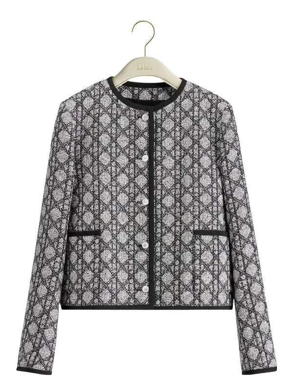 Dior Macrocannage Cropped Jacket With Cd Signature Buttons - Gray