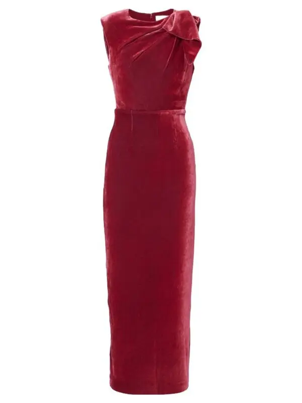 Roland Mouret Velvet Bow Detail Maxi Dress - Red
