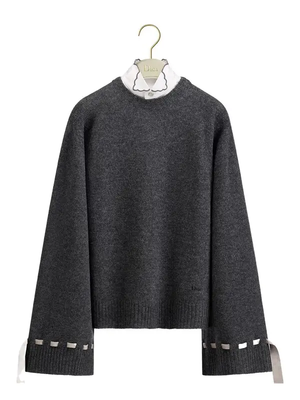 Dior Sweater With Removable Satin Collar - Black