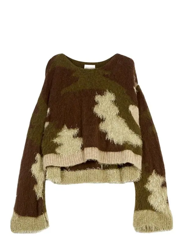 SEMICOUTURE Camouflage-print Knitted Jumper - Brown