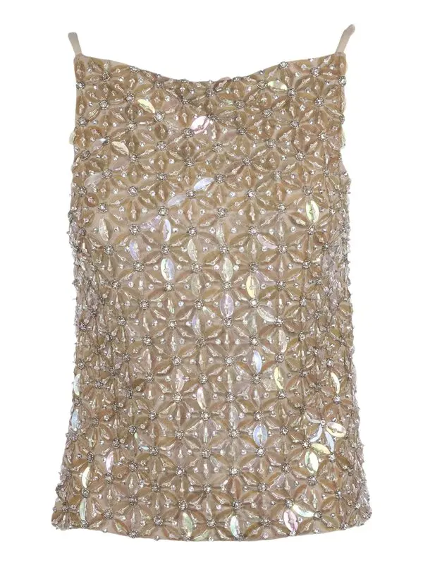 P.a.r.o.s.h Sequin Embroidered Top - Beige
