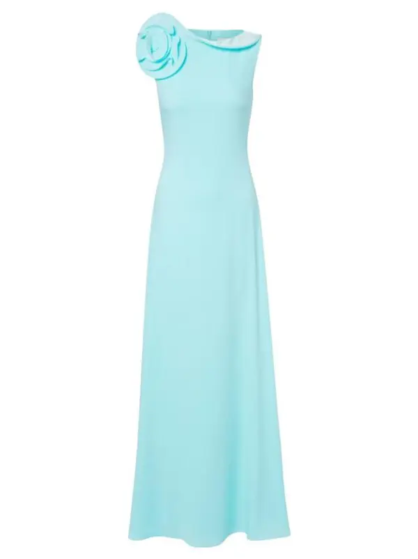 Roland Mouret Sleeveless Maxi Gown With Floral Appliqu - Blue
