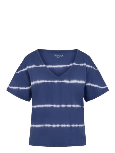 JUVIA Short Sleeve V-neck T-shirt - Blue