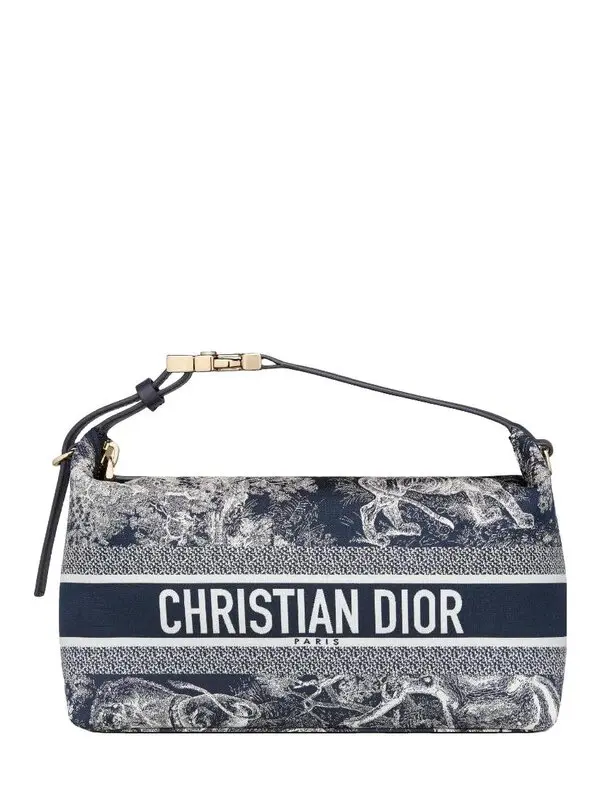 Dior Medium Travel Nomad Pouch With Reverse Toile De Jouy Pattern - Blue