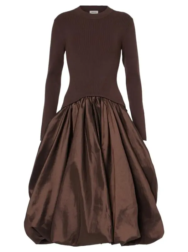 Simkhai Long Sleeve Dress With Slit Cuffs - Brown