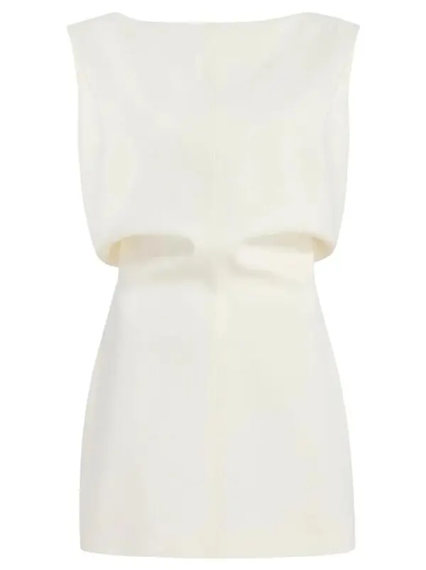 Khaite Sleeveless Zip-up Mini Dress - Chalk