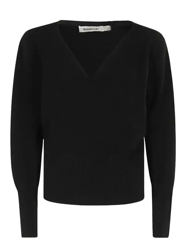 Simkhai Montana V-neck Ribbed Knit Sweater - Black