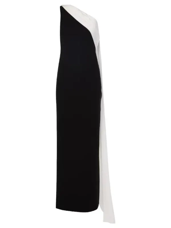 Roland Mouret One-shoulder Gown With Scarf Detail - Black